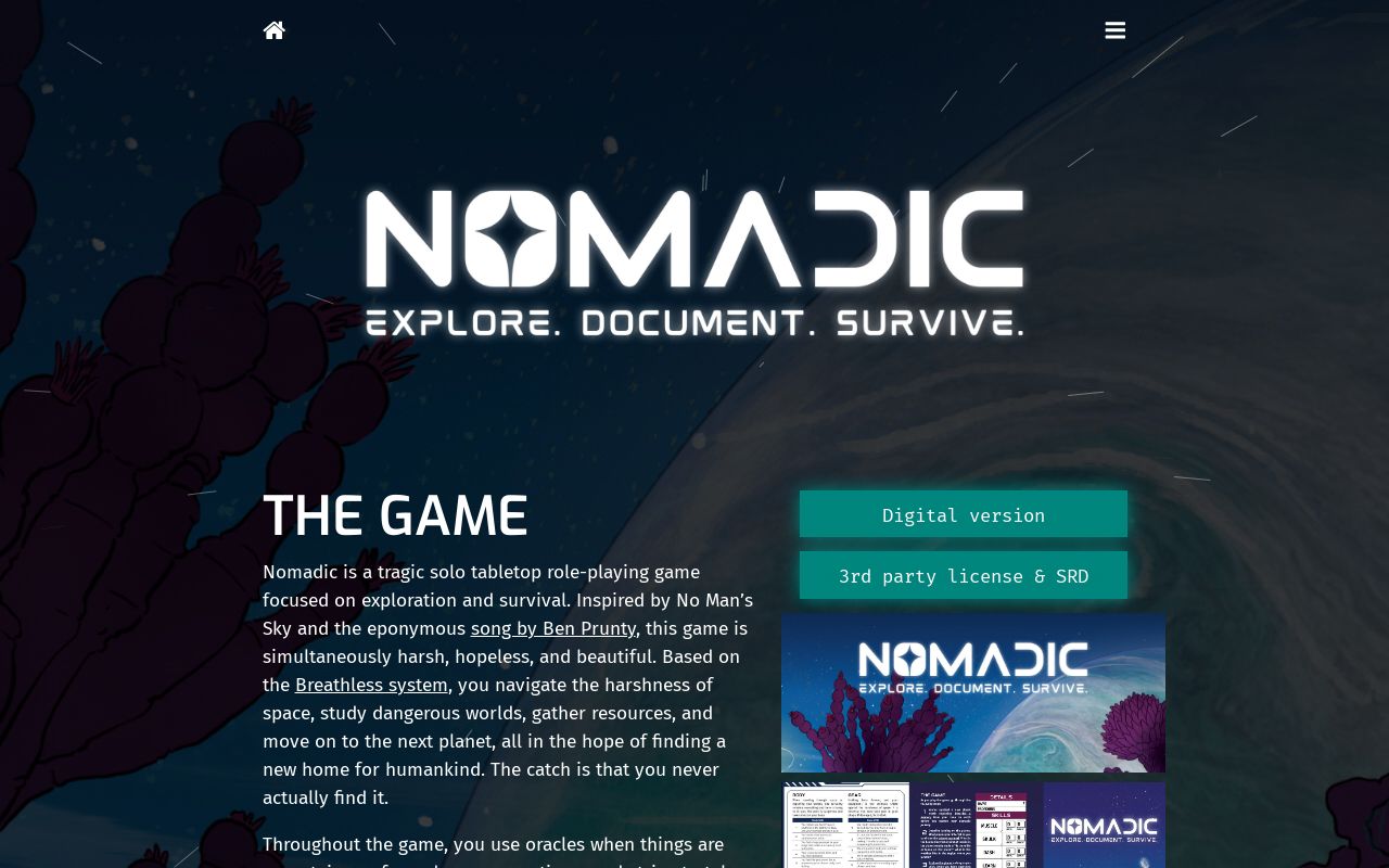 Nomadic - A Solo Tabletop Role-Playing Game of Exploration and Survival ...